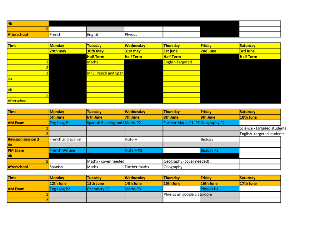 Arrangements for year 11 during the exam period - study and revision ...